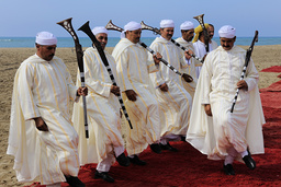 Morocco, Oriental Region, La Reggada traditional dance and music on the ...
